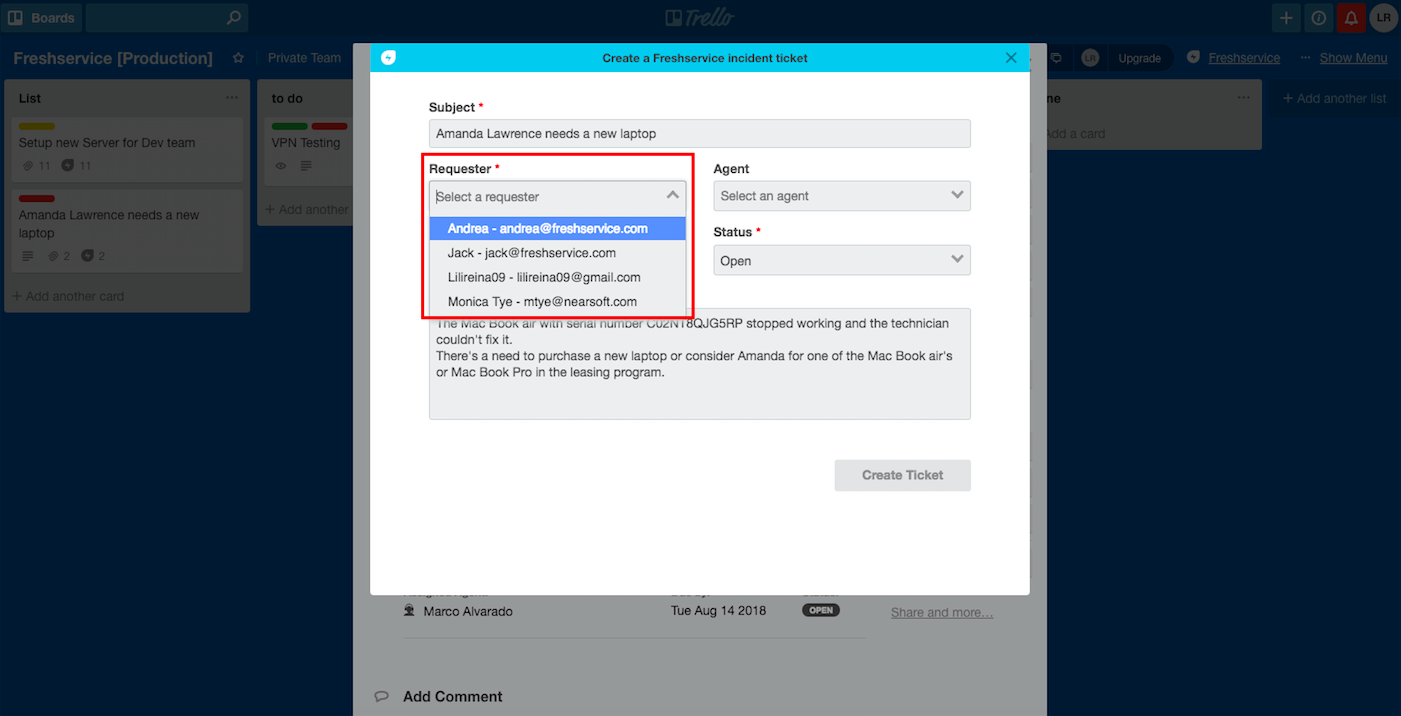 A Freshservice and Trello power-up to insert and create support tickets ...