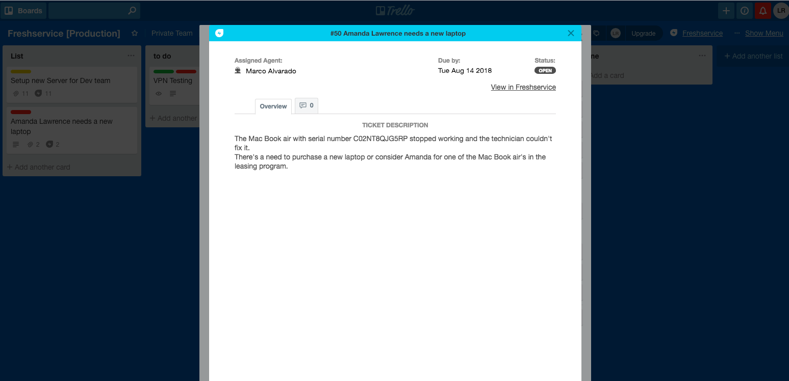 A Freshservice and Trello power-up to insert and create support tickets ...